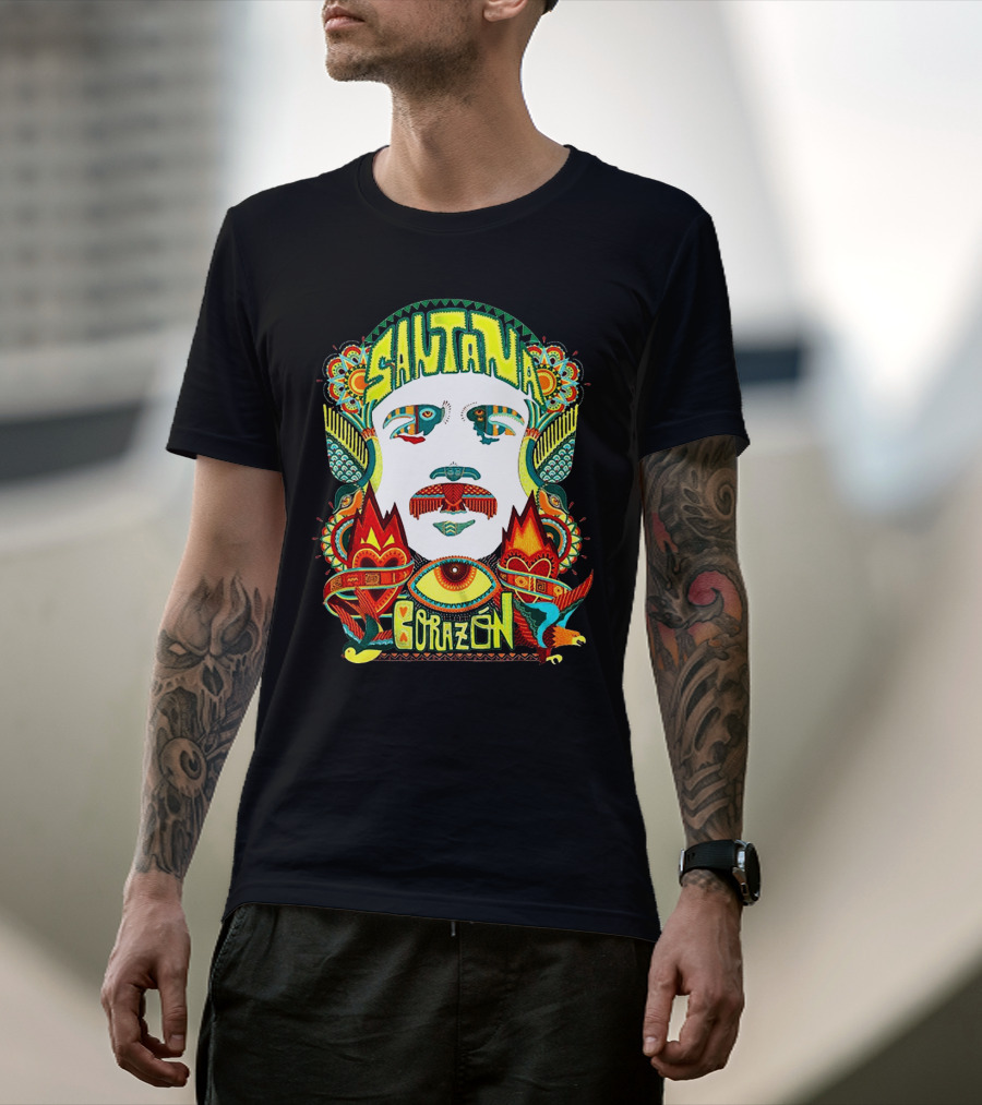 Santana Corazón Psychedelic Art Face T-Shirt