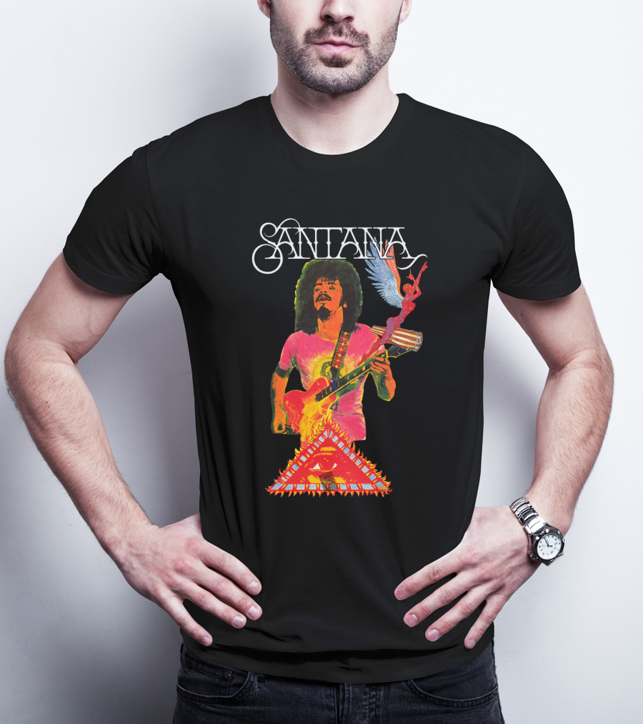 Santana Guitar Art With Angel And Pyramid T-Shirt