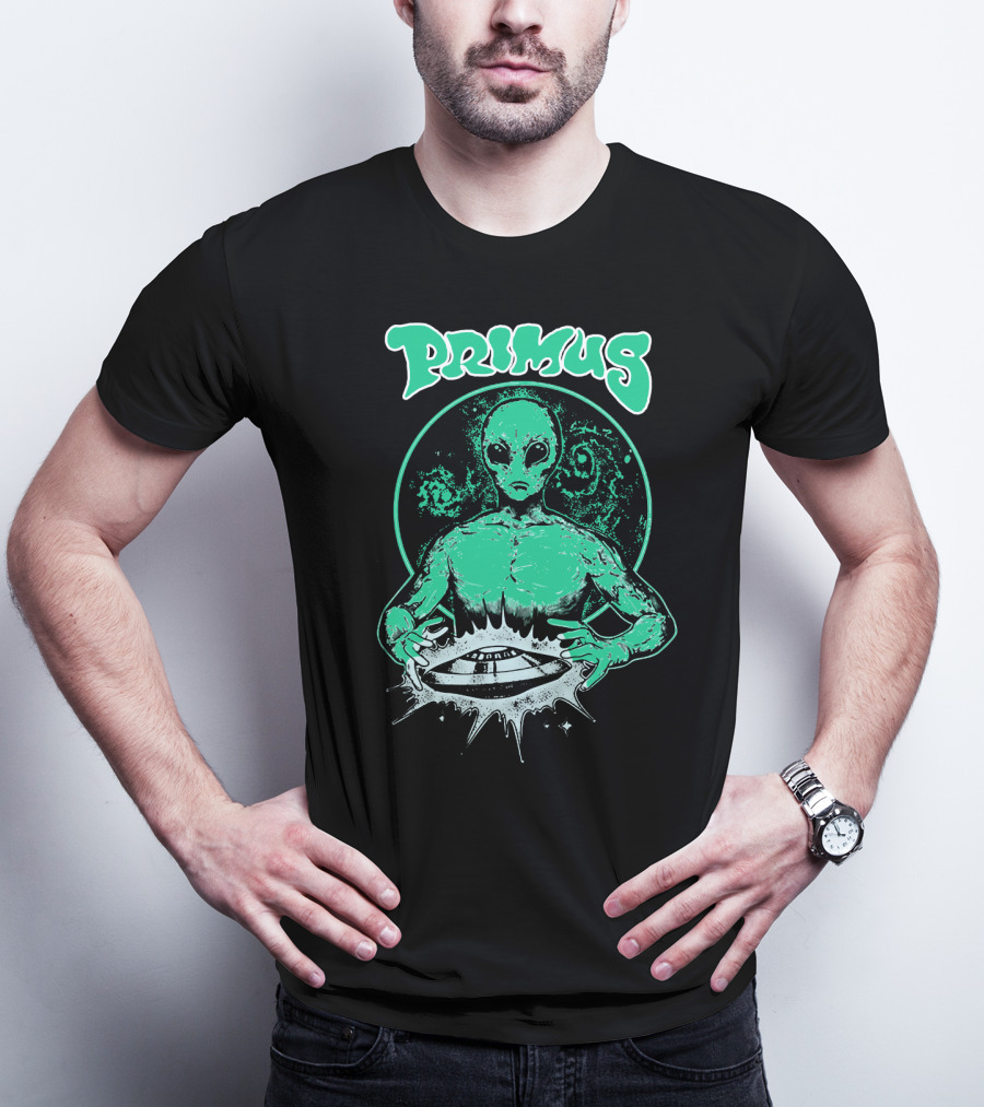 Primus Alien Holding Ufo With Cosmic T-Shirt