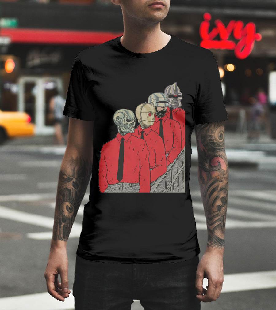 Robots In Red Shirts Black Ties T-Shirt