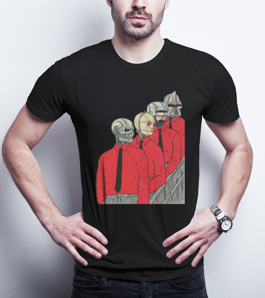 Robots In Red Shirts Black Ties T-Shirt