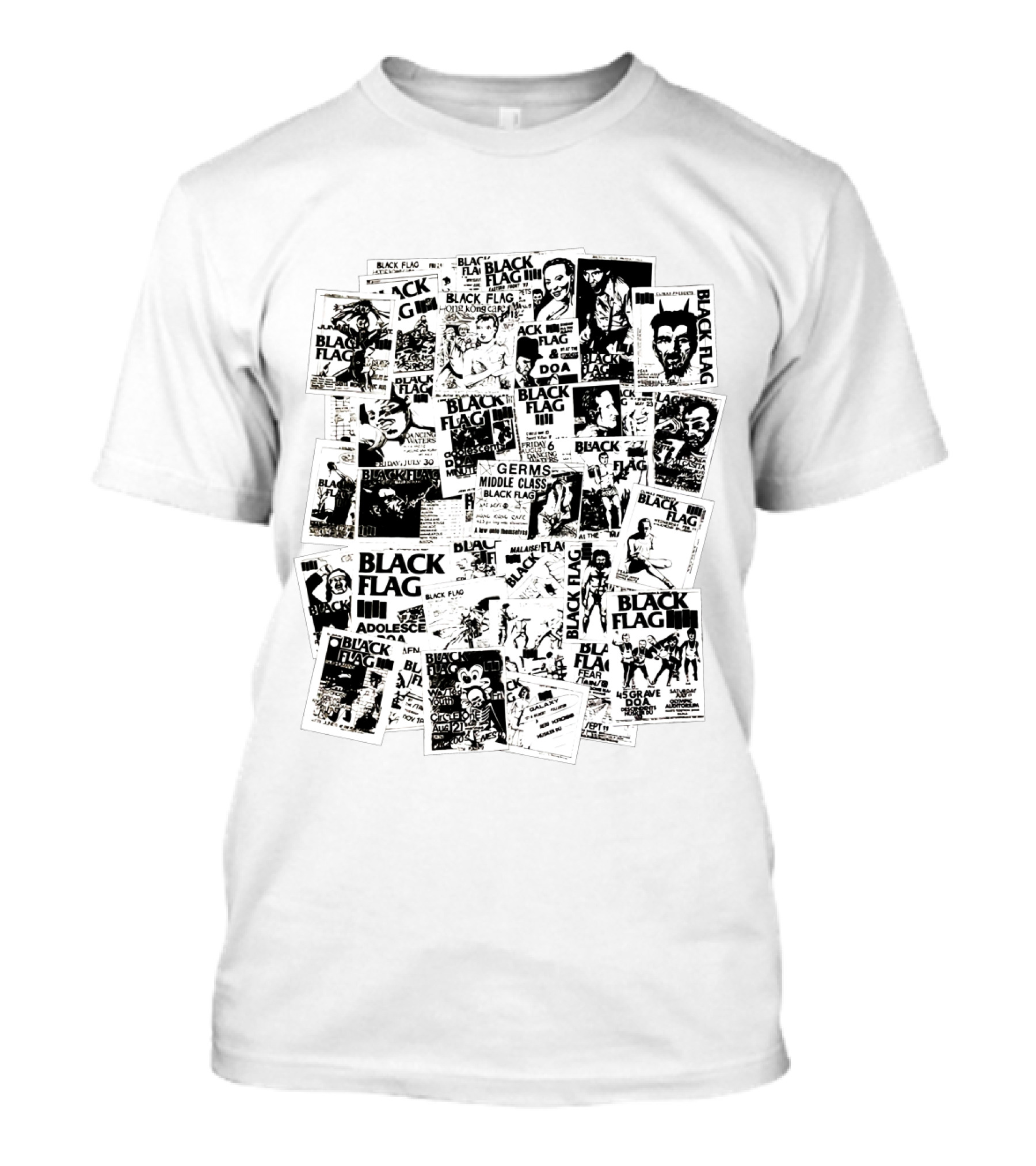 Black Flag Collage With Concert Posters T-Shirt