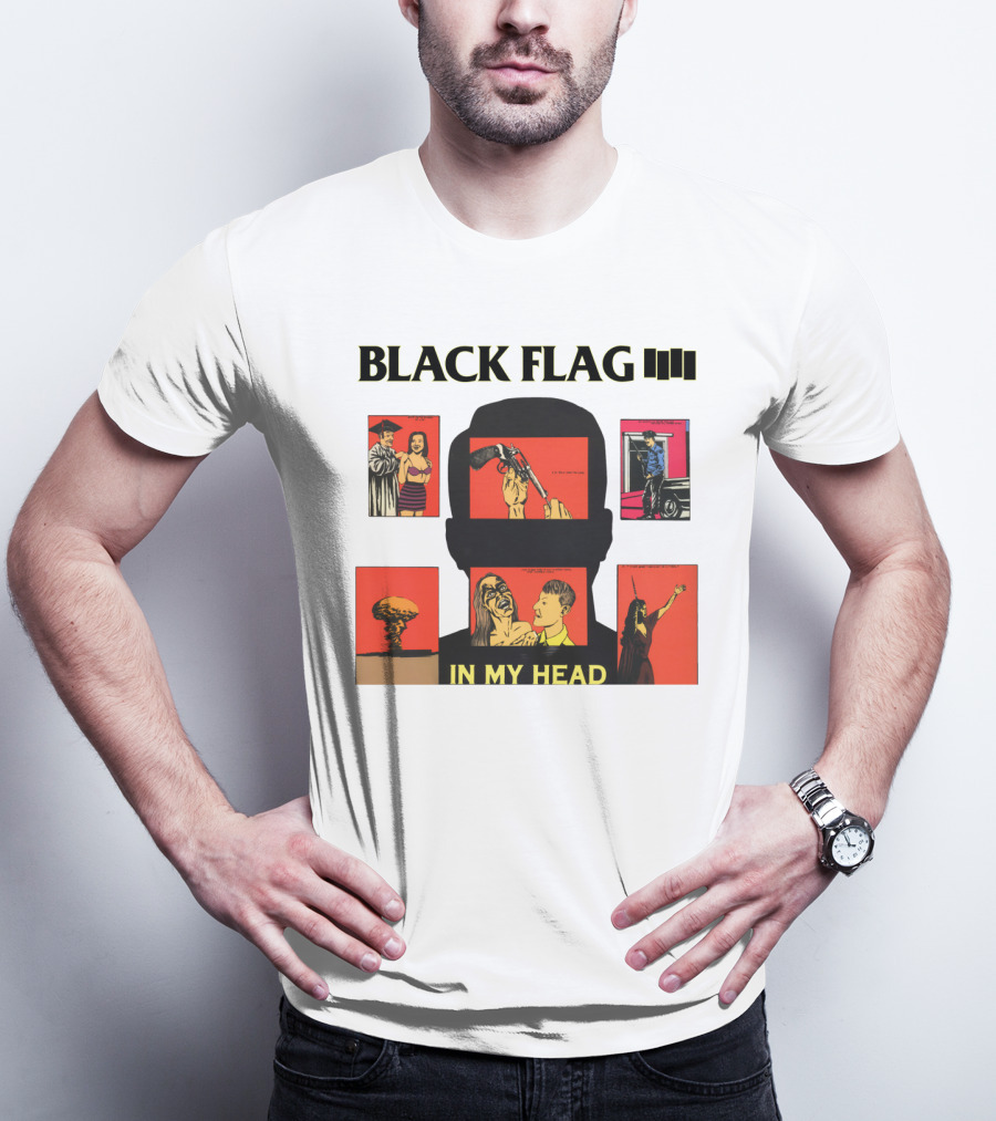 Black Flag In My Head Album Cover Artwork With Iconic Imagery And T-Shirt