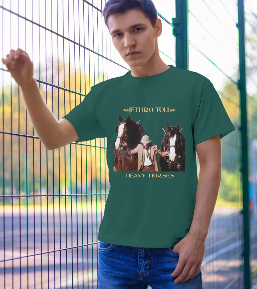 Jethro Tull Heavy Horses Album Cover With Horses And Figure T-Shirt