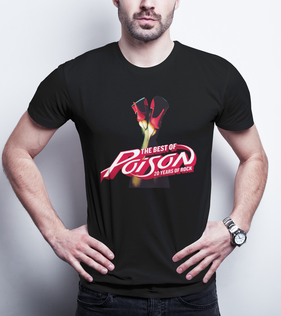The Best Of Poison 20 Years Of Rock Red Heels On Black T-Shirt