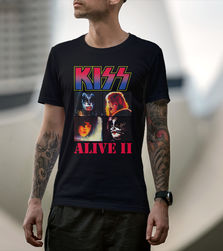 Kiss Alive Ii Classic Band Members Photo Collage T-Shirt
