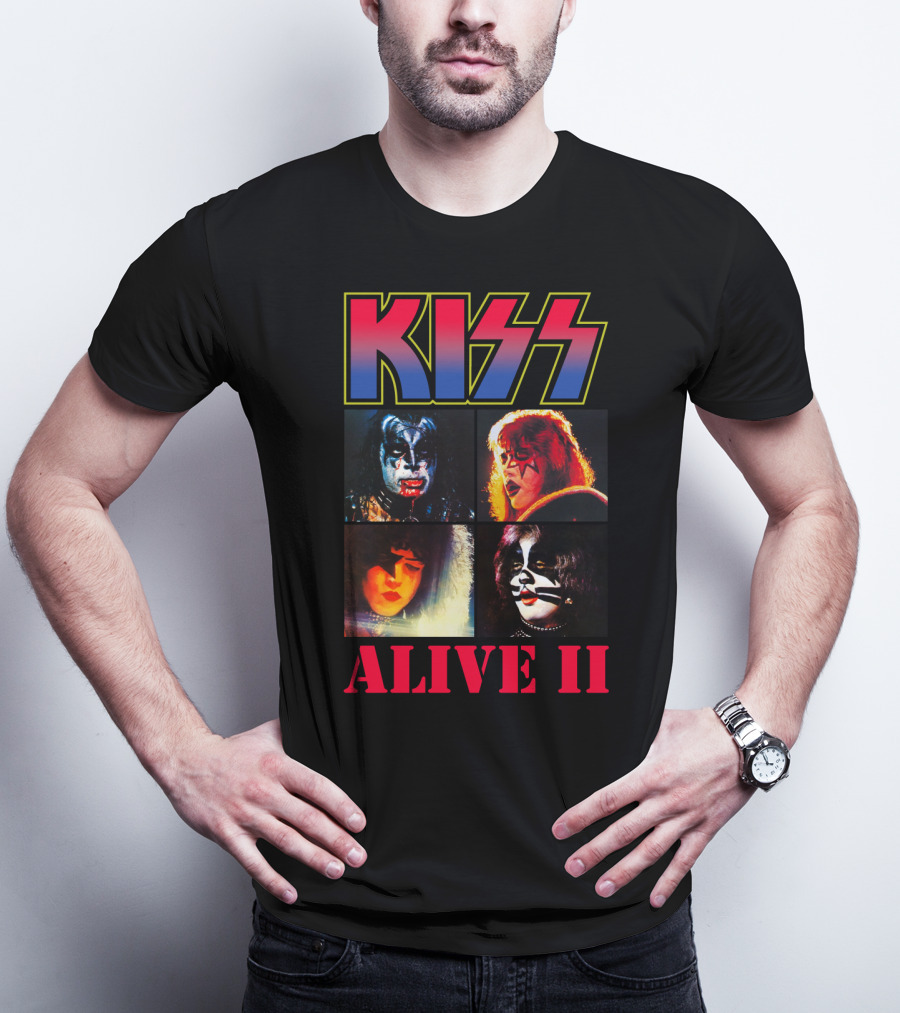 Kiss Alive Ii Classic Band Members Photo Collage T-Shirt