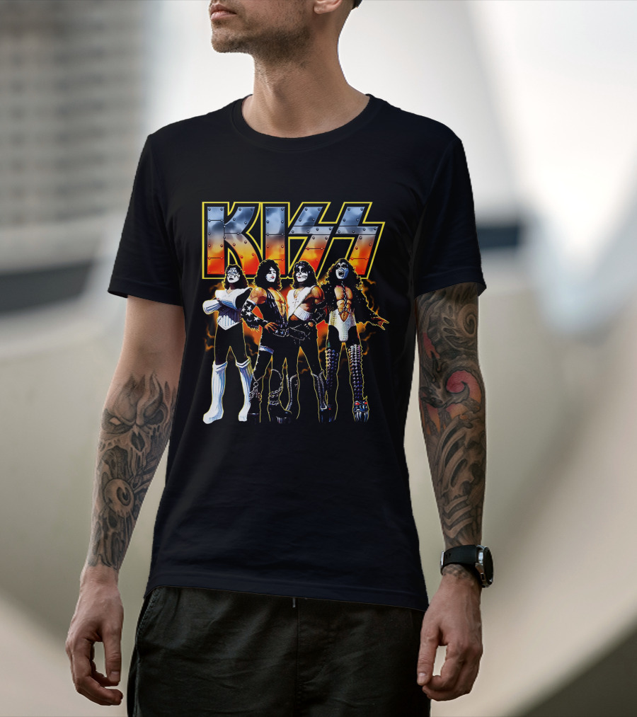 Kiss Band Members In Iconic Rock Style T-Shirt