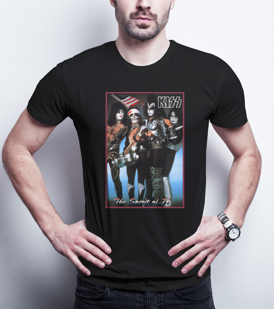 Kiss The Spirit Of '76 Band Portrait Poster With American Flag T-Shirt