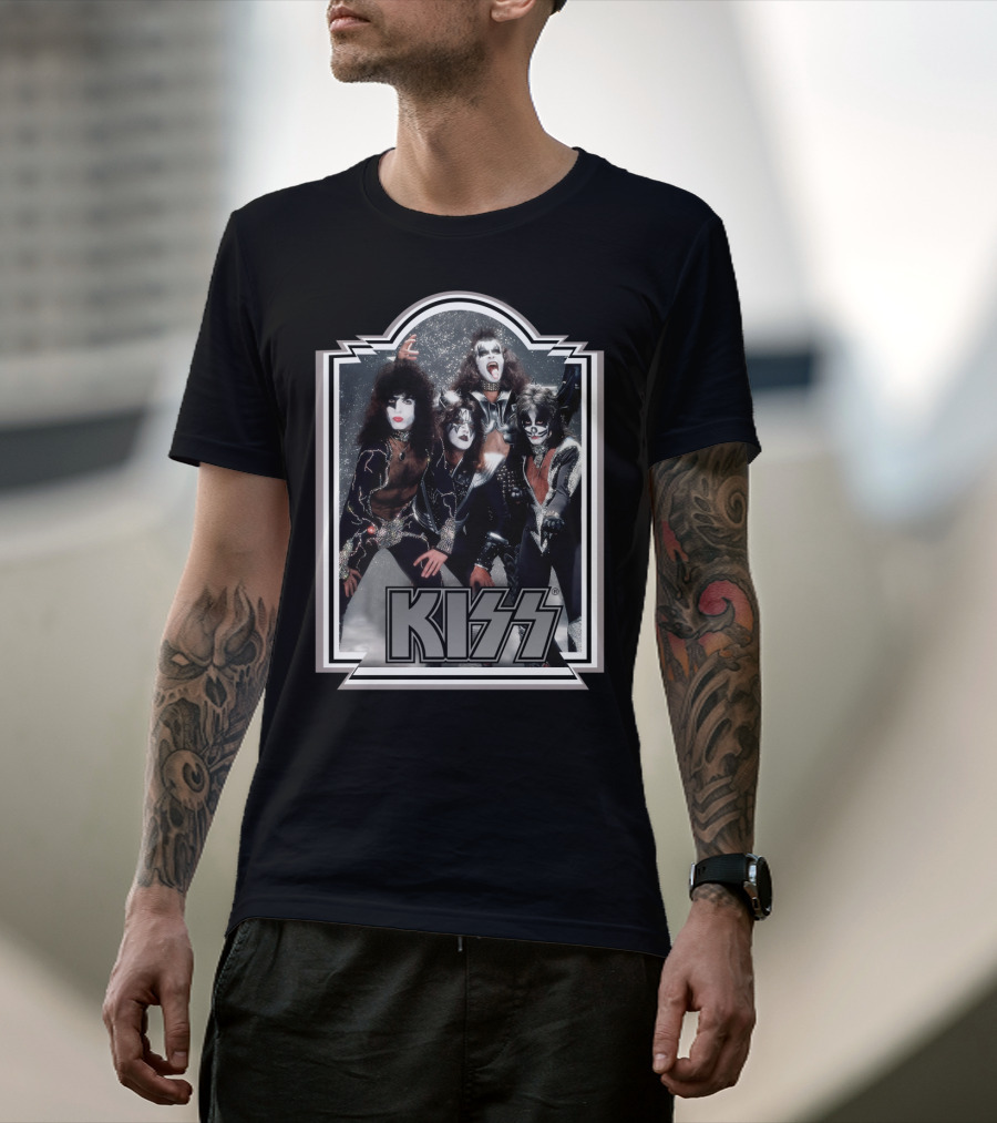 Kiss Band Iconic Makeup And Costumes 1970S Retro Style T-Shirt