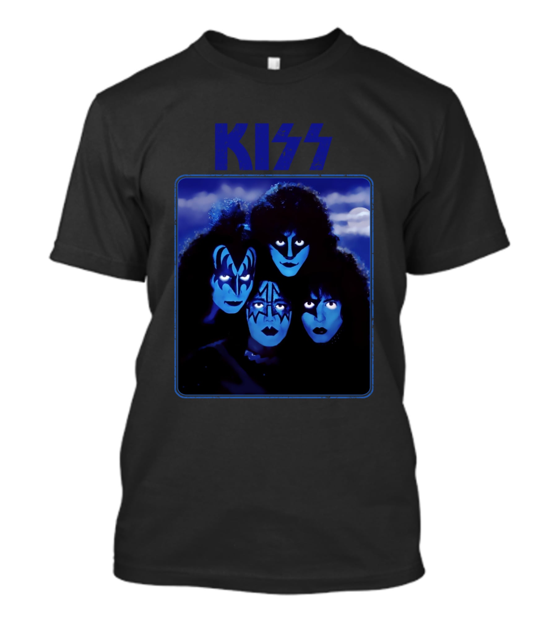 Kiss Band Portrait In Blue T-Shirt