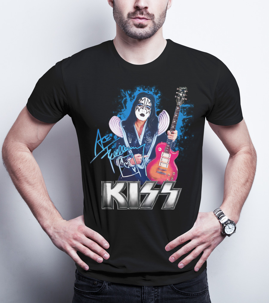 Kiss Ace Frehley Signature Graphic Guitar Art T-Shirt