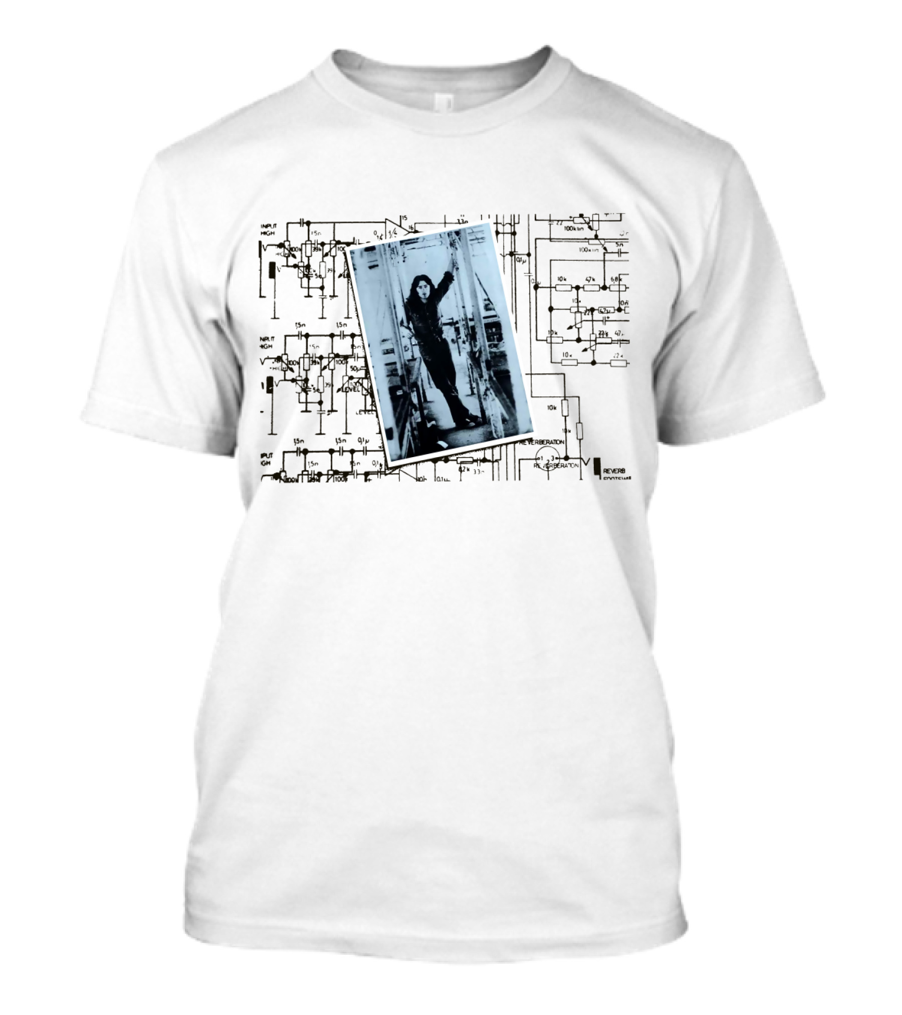 Vintage Circuitry And Black And White Photo Collage T-Shirt