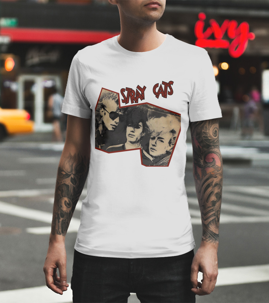 Stray Cats Rockabilly Band Vintage Photo Style T-Shirt