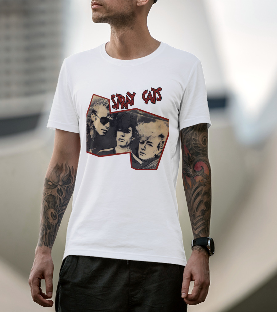 Stray Cats Rockabilly Band Vintage Photo Style T-Shirt