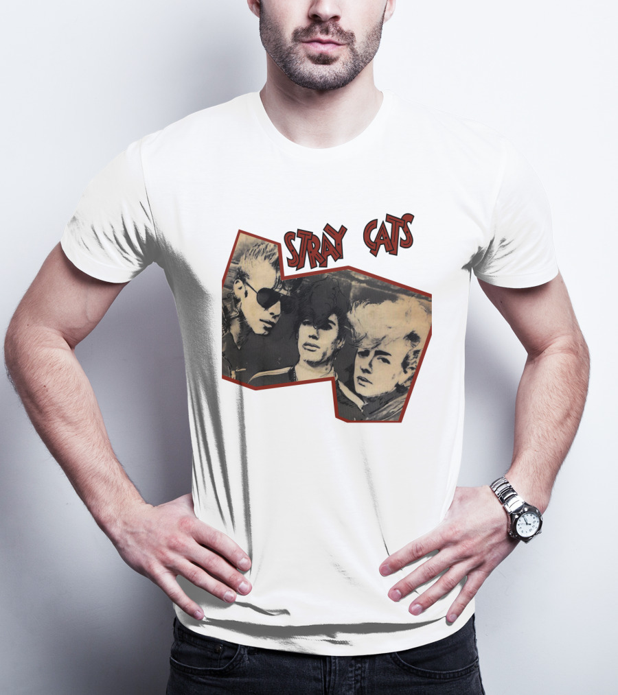 Stray Cats Rockabilly Band Vintage Photo Style T-Shirt