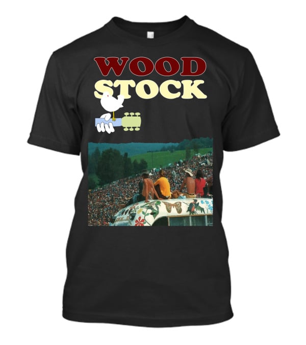Woodstock Peace Festival Sitting On Decorated Hippie Bus T-Shirt