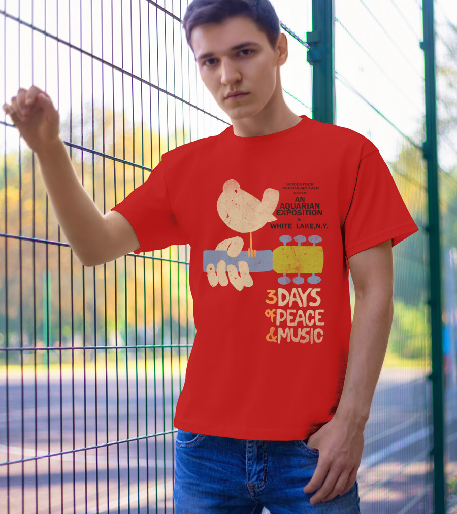 Woodstock Music & Art Fair Presents An Aquarian Exposition In White Lake N.y. 3 Days Of Peace & Music T-Shirt