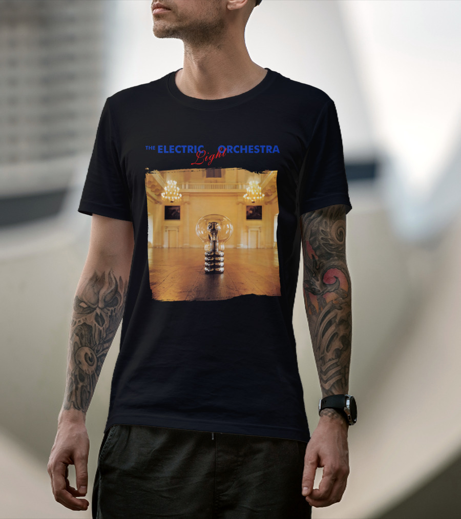 Electric Light Orchestra Lightbulb Room Chandelier Scene T-Shirt