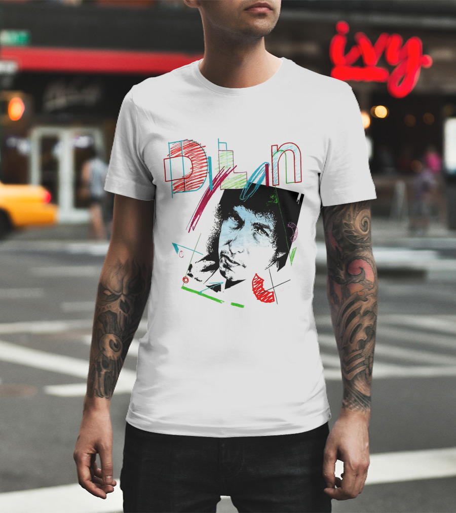 Dylan Graphic Portrait With Colorful Abstract Elements T-Shirt