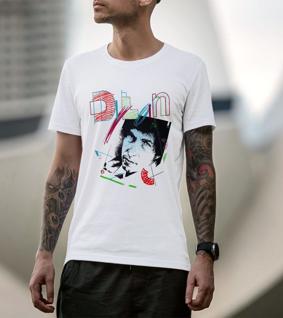 Dylan Graphic Portrait With Colorful Abstract Elements T-Shirt