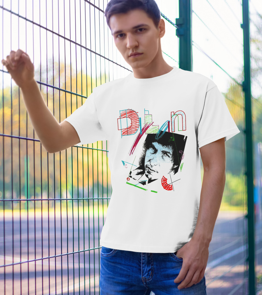 Dylan Graphic Portrait With Colorful Abstract Elements T-Shirt