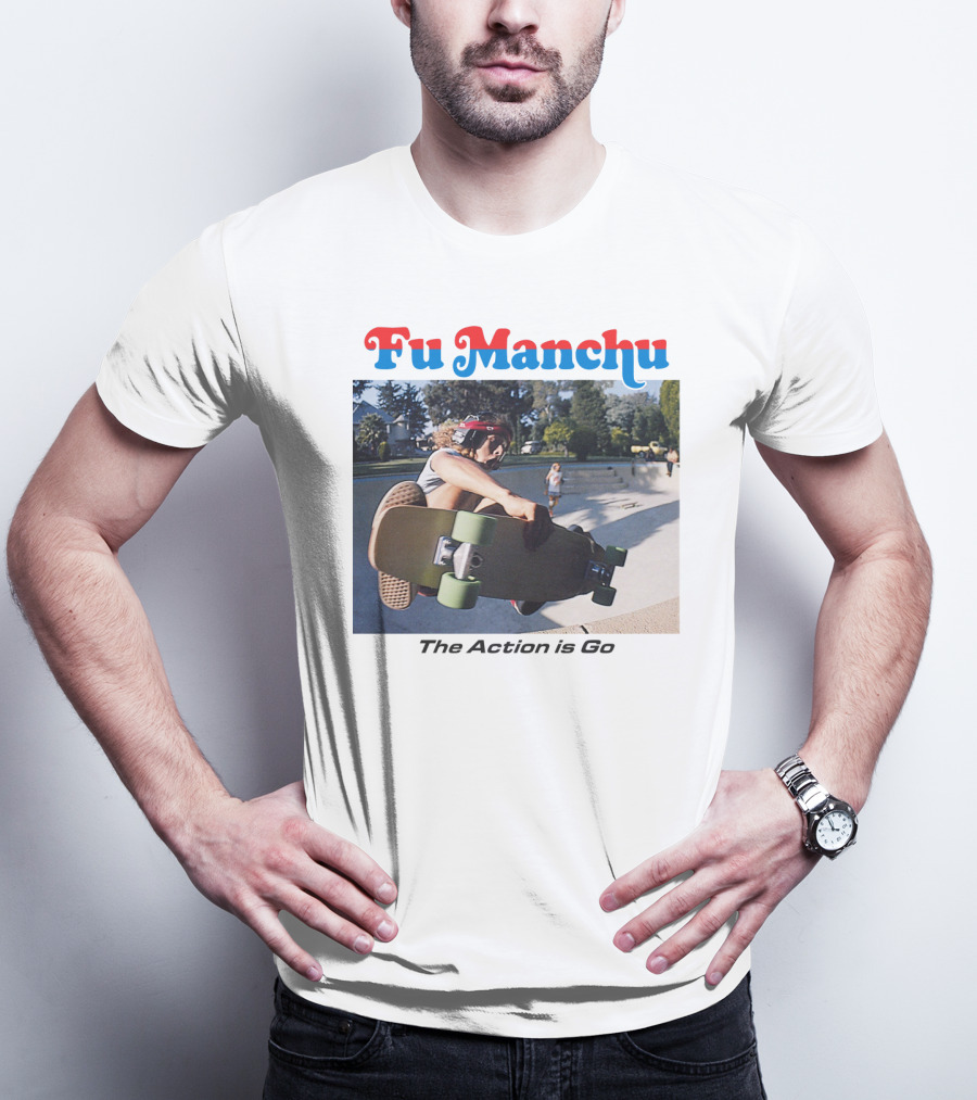 Fu Manchu The Action Is Go Skateboarding Bowl Scene T-Shirt