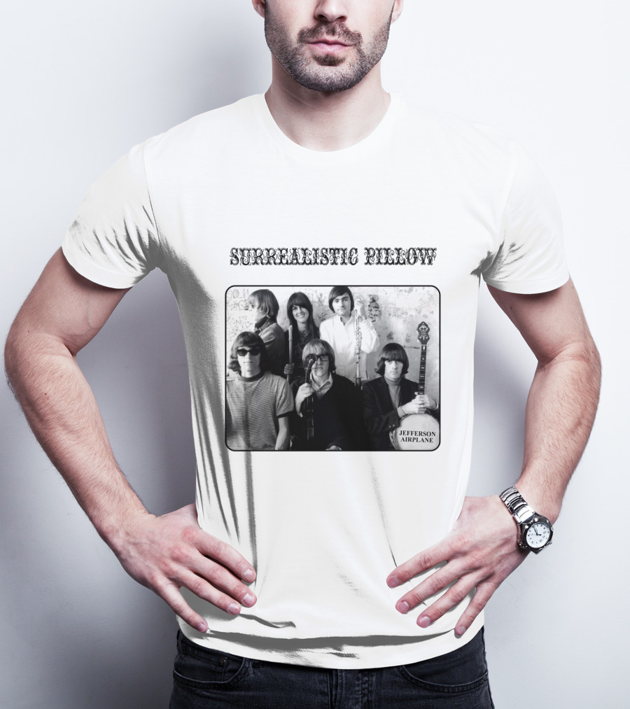 Surrealistic Pillow Jefferson Airplane Album Cover Black And White Photography T-Shirt