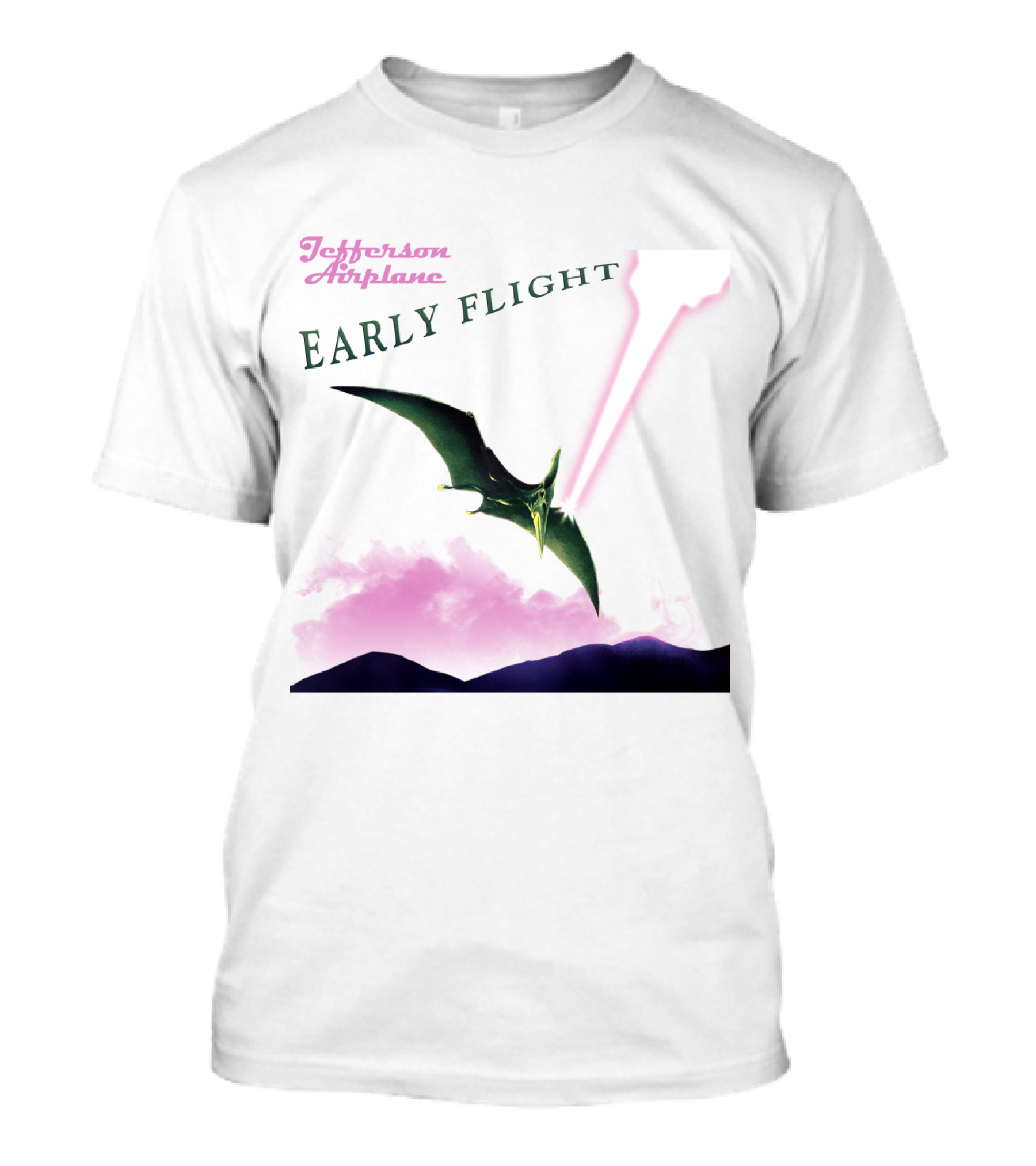 Jefferson Airplane Early Flight Pterosaur Pink Cloud T-Shirt
