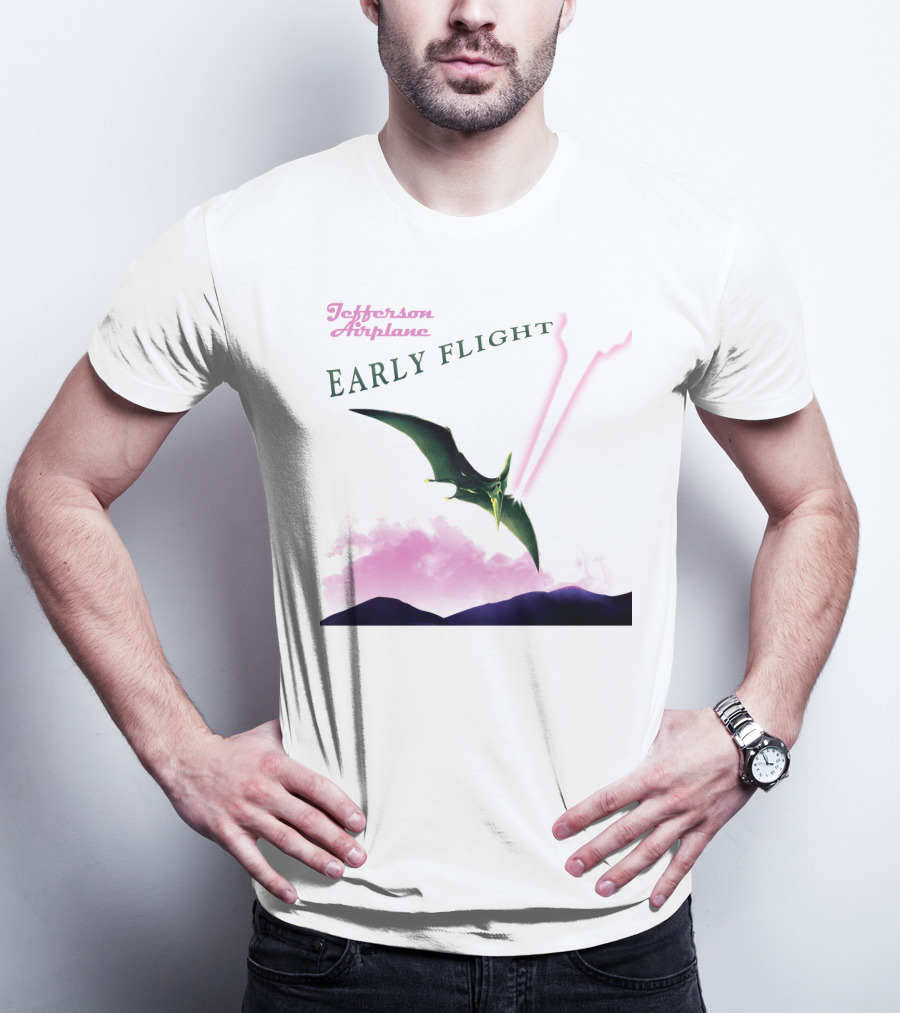 Jefferson Airplane Early Flight Pterosaur Pink Cloud T-Shirt