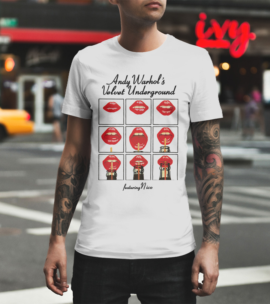 Andy Warhol's Velvet Underground Featuring Nico Lip Art Collage T-Shirt