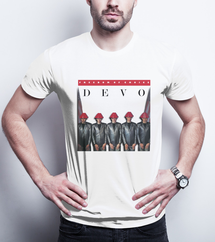 Freedom Of Choice Devo Red Hat Band Members T-Shirt