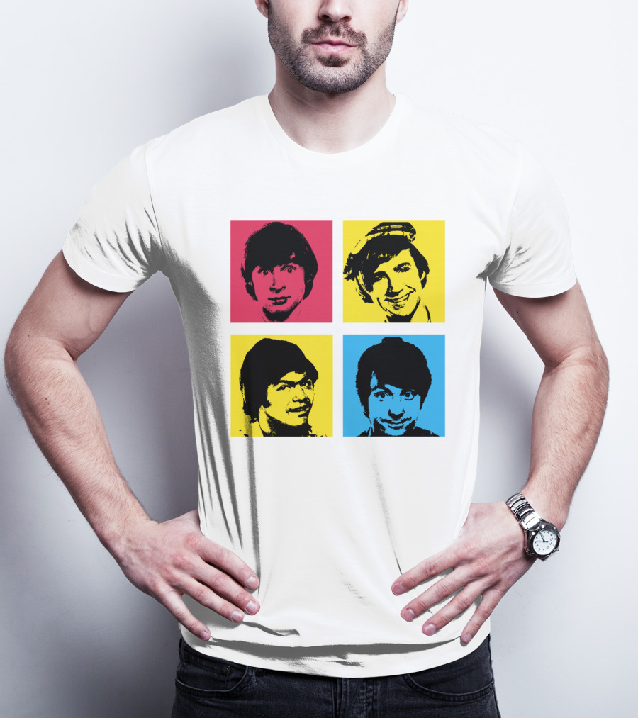 Pop Art Faces In Red Yellow Blue T-Shirt