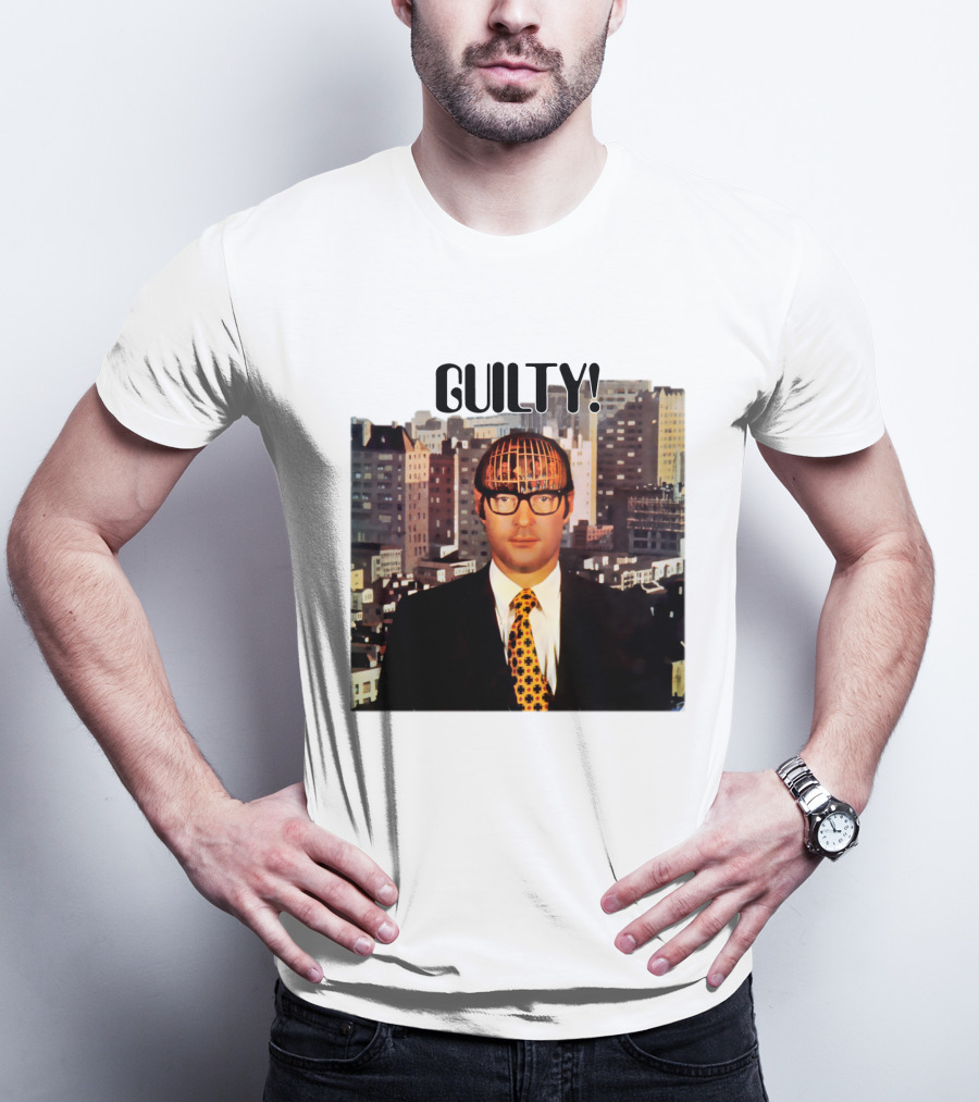 Guilty! Man With Cityscape Cage Head T-Shirt