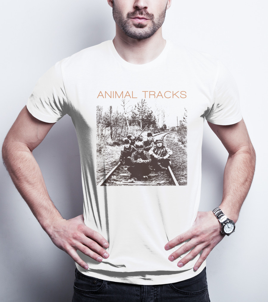 Animal Tracks Vintage Railroad Photo T-Shirt