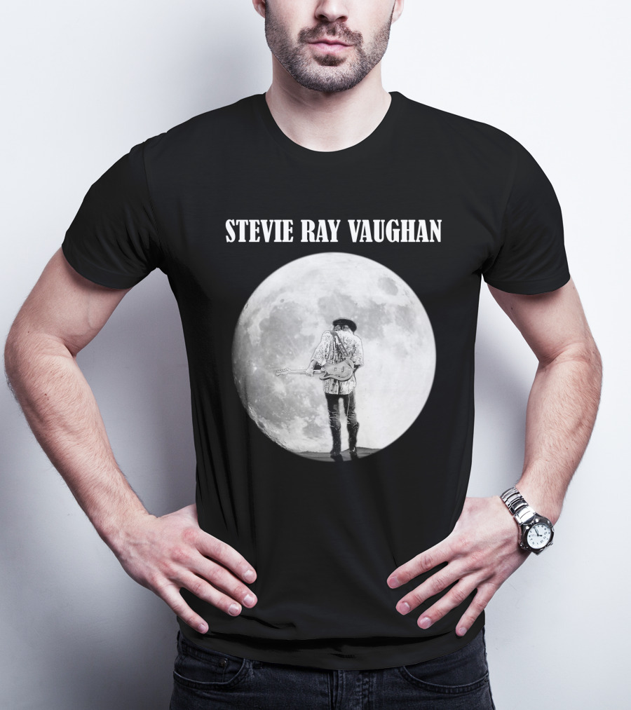 Stevie Ray Vaughan Moon Guitar Silhouette T-Shirt