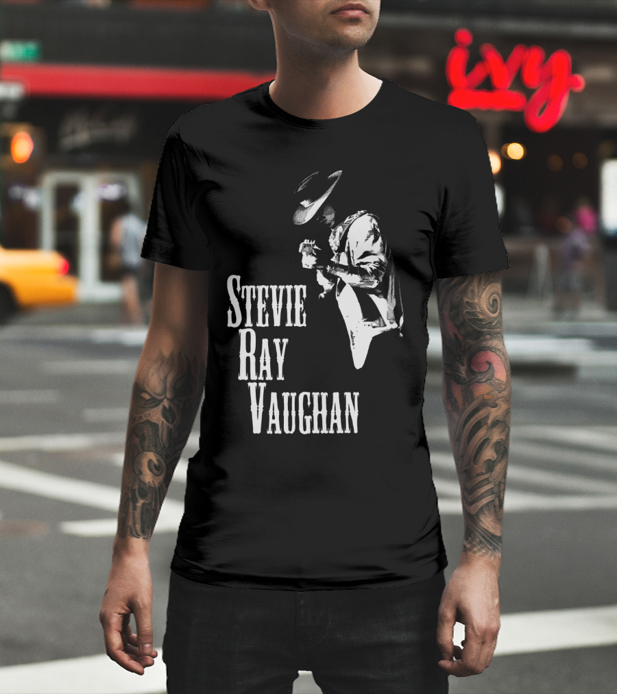 Stevie Ray Vaughan Black And White Silhouette T-Shirt