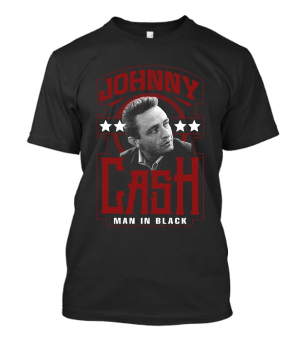 Johnny Cash Man In Black Stars Retro Style T-Shirt