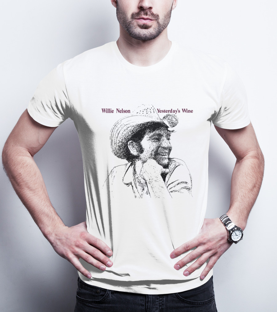 Willie Nelson Yesterday's Wine Portraitcowboy Hat Sketch T-Shirt