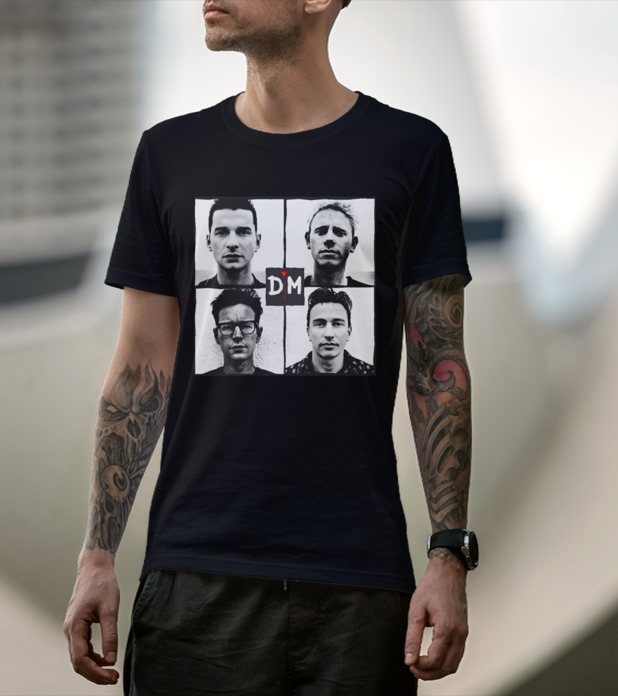 Depeche Mode Band Members Black And White Square Grid D M T-Shirt