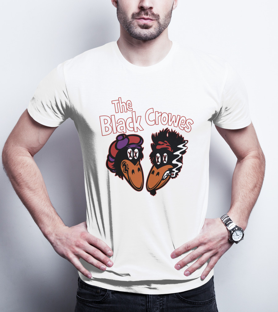 The Black Crowes Cartoon Band Logo Two Characters Smoking T-Shirt