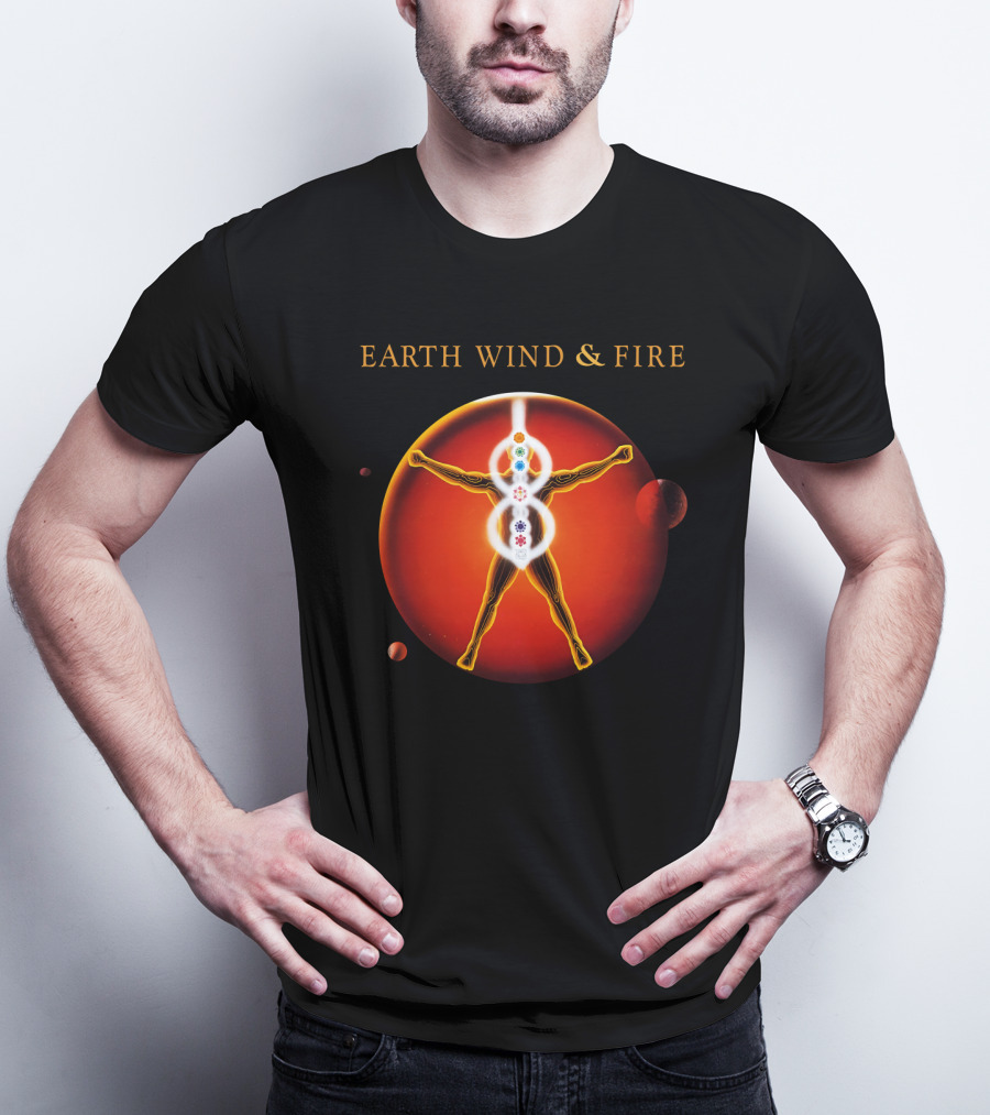 Earth Wind & Fire Ewf Human Chakra On Planet Red T-Shirt
