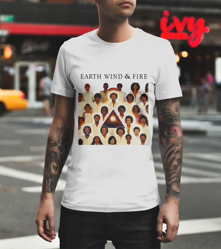 Earth Wind & Fire Classic Band Photo Collage T-Shirt