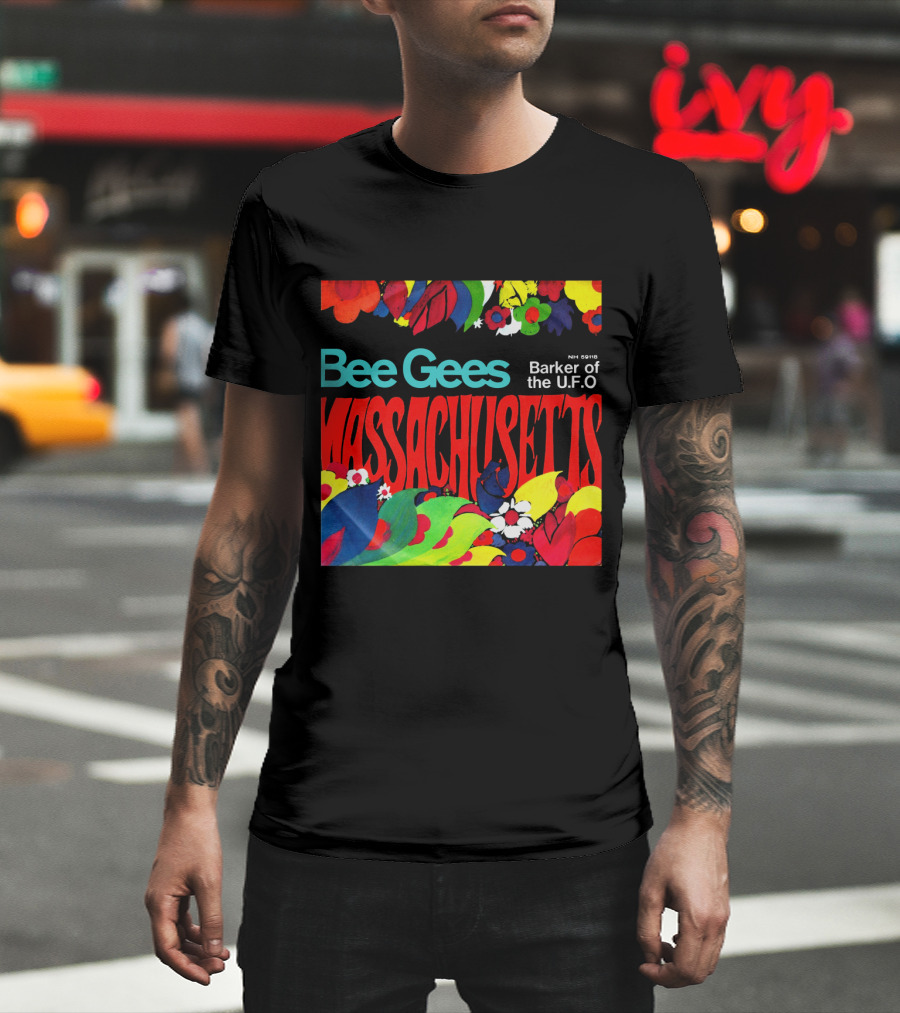 Bee Gees Massachusetts Barker Of The U.f.o. Floral Psychedelic Theme T-Shirt