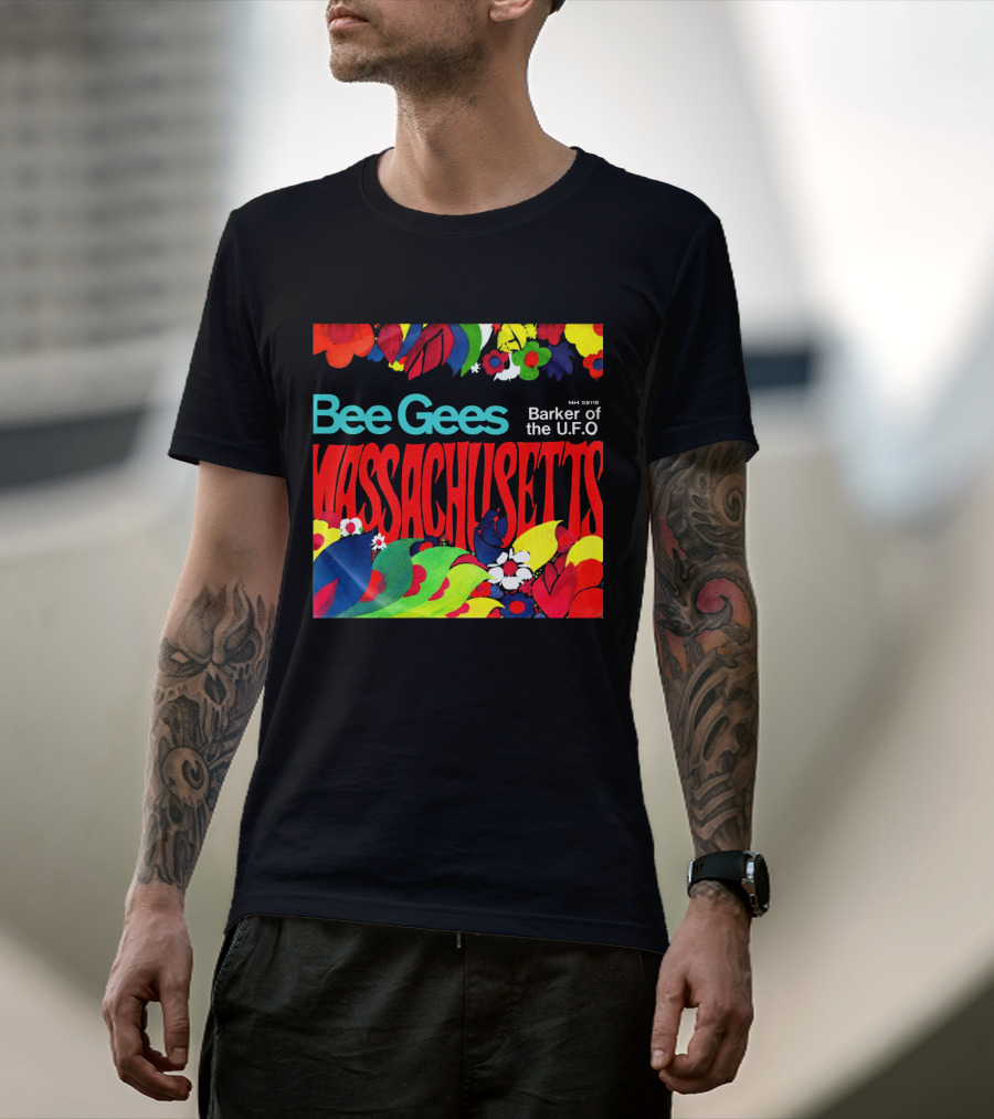Bee Gees Massachusetts Barker Of The U.f.o. Floral Psychedelic Theme T-Shirt