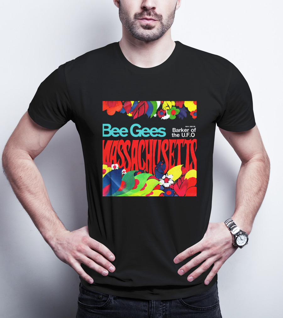 Bee Gees Massachusetts Barker Of The U.f.o. Floral Psychedelic Theme T-Shirt
