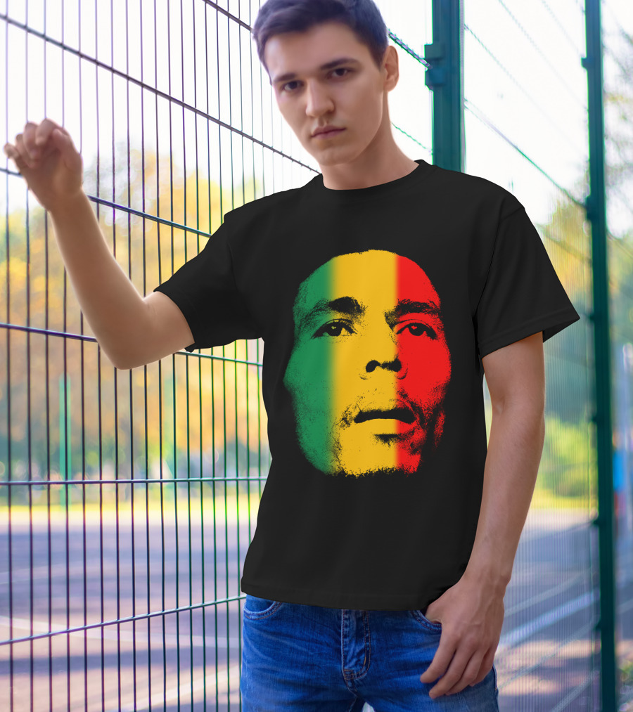 Bml Rasta Face Green Yellow Red T-Shirt