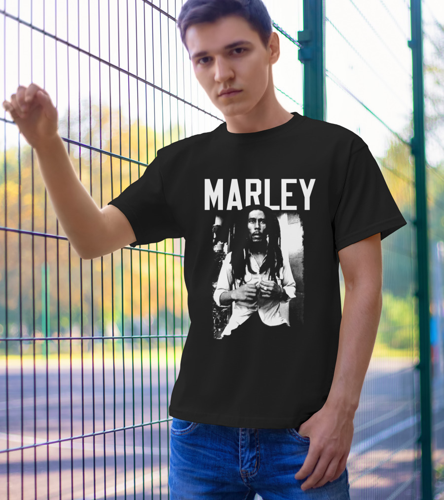 Marley Reggae Legend Iconic Portrait Black And White T-Shirt