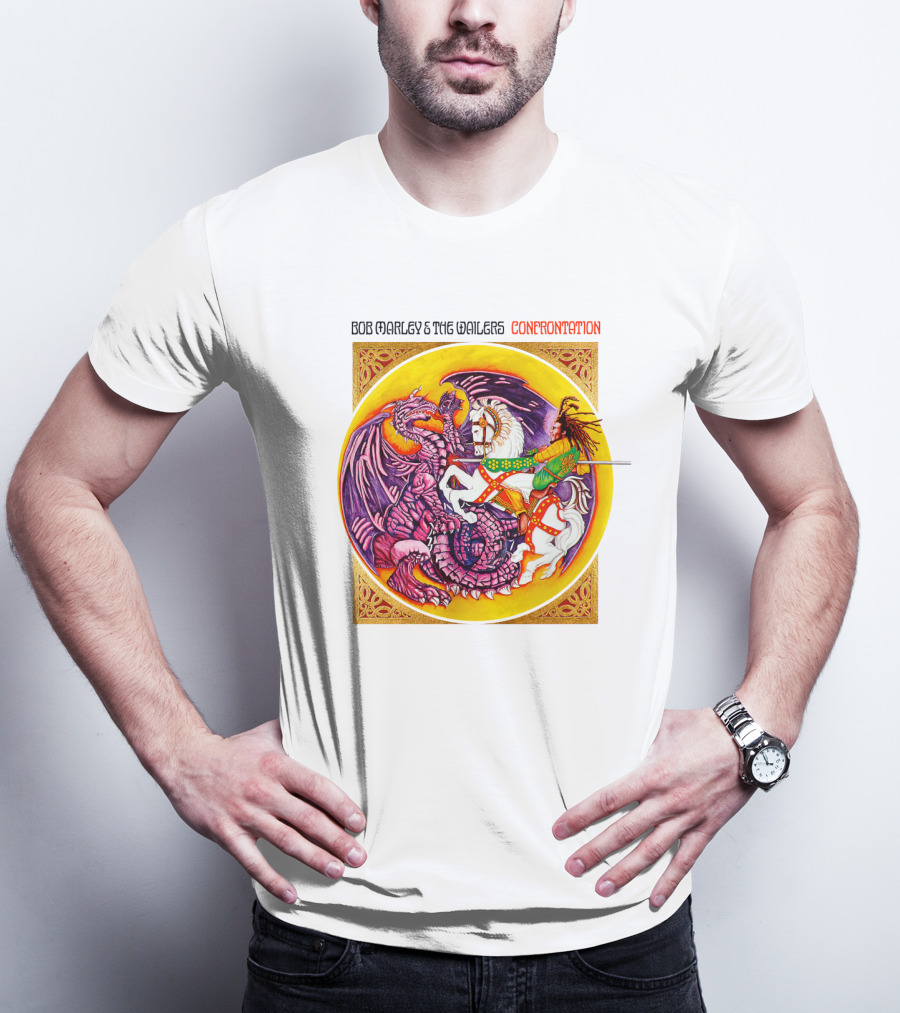 Bob Marley And The Wailers Confrontation Album Cover Dragon And Knight T-Shirt
