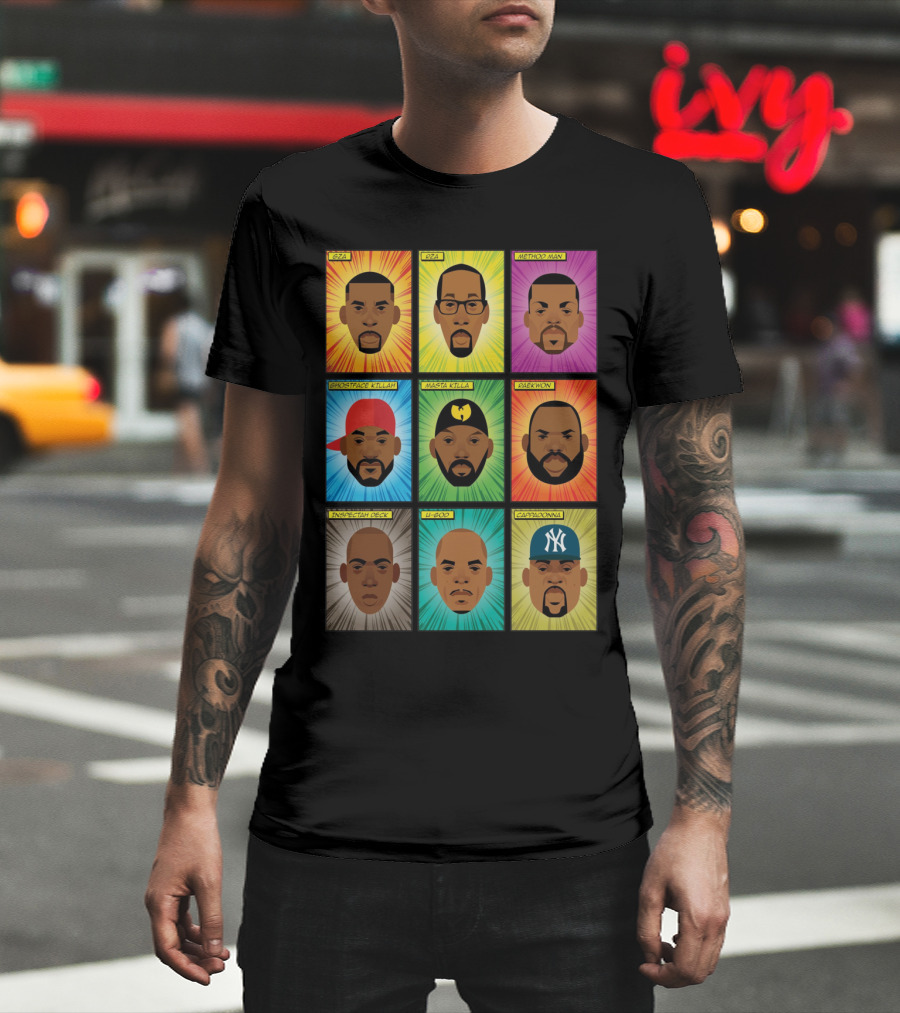 Wu-Tang Clan Gza Rza Method Man Ghostface Killah Masta Killa Raekwon Inspectah Deck U-God Cappadonna Portraits T-Shirt